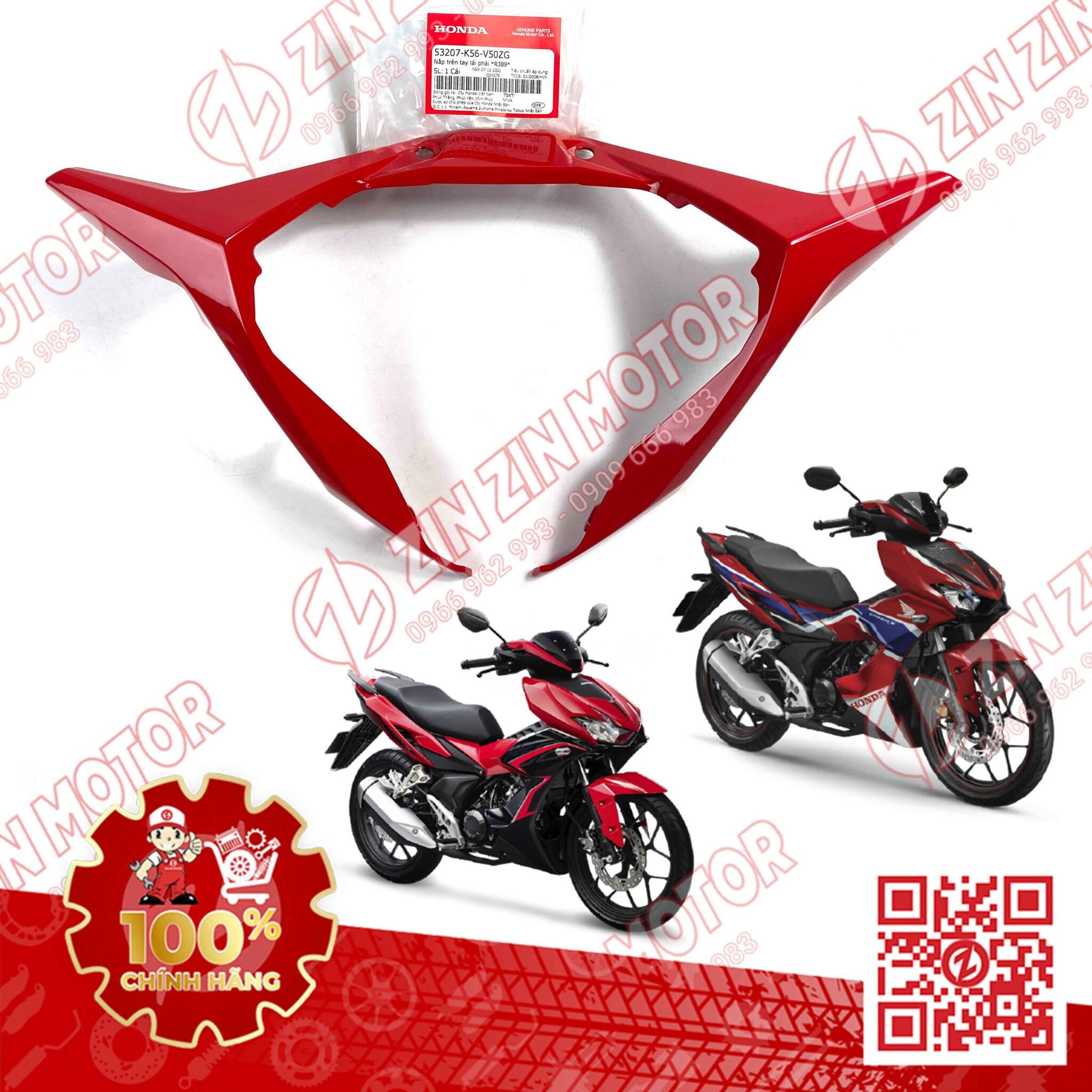 Nắp Trên Tay Lái, Ốp Viền Đồng Hồ Winner X V2 2019+ Đỏ R389