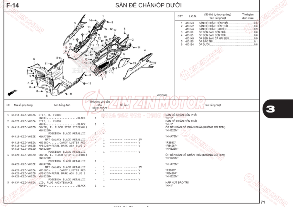 F-14 SÀN ĐỂ CHÂN-ỐP DƯỚI - AB 160/125 2022+