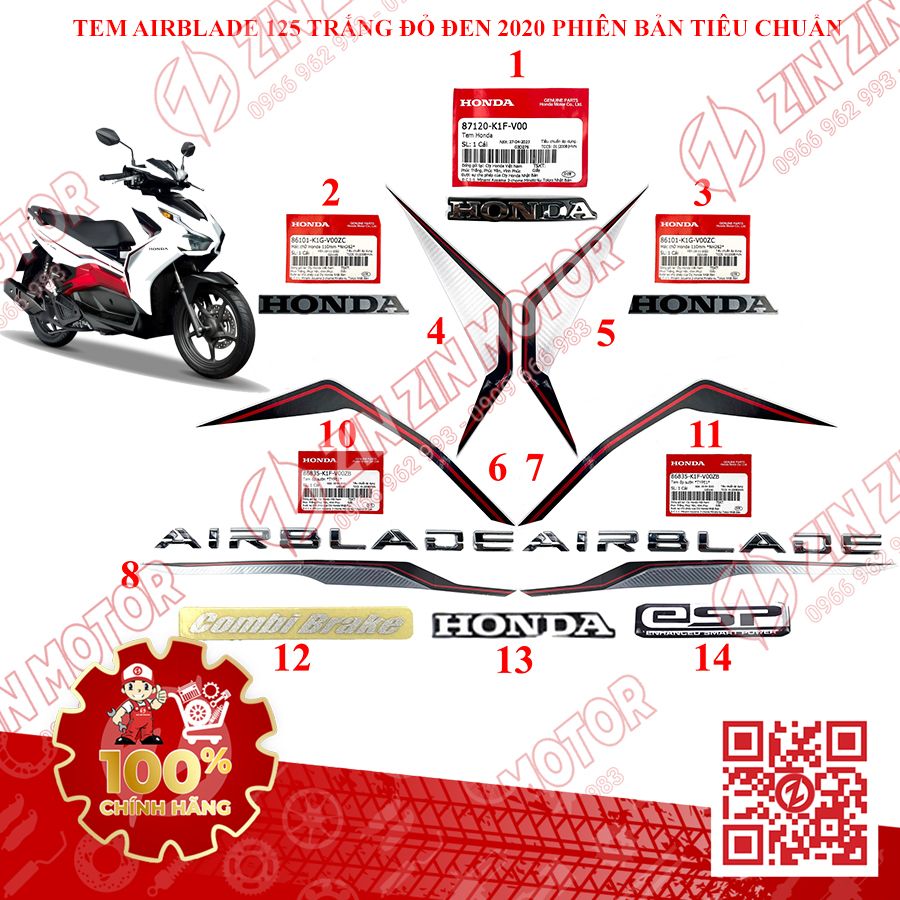 Tem Xe AB 2020 2021 Zin, AirBlade 150, Air Blade 125 Chính Hãng Honda ...