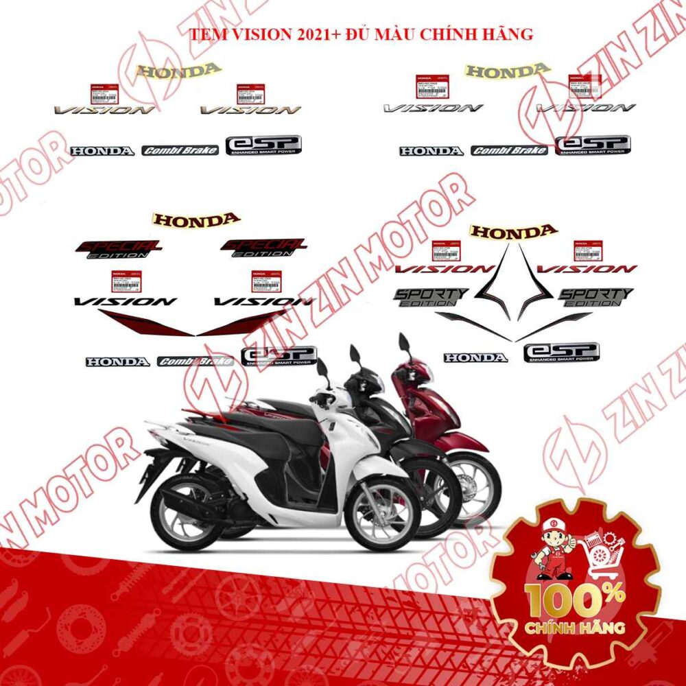 BỘ TEM XE VISION 2021 2022 2023 2024 2025 CHÍNH HÃNG