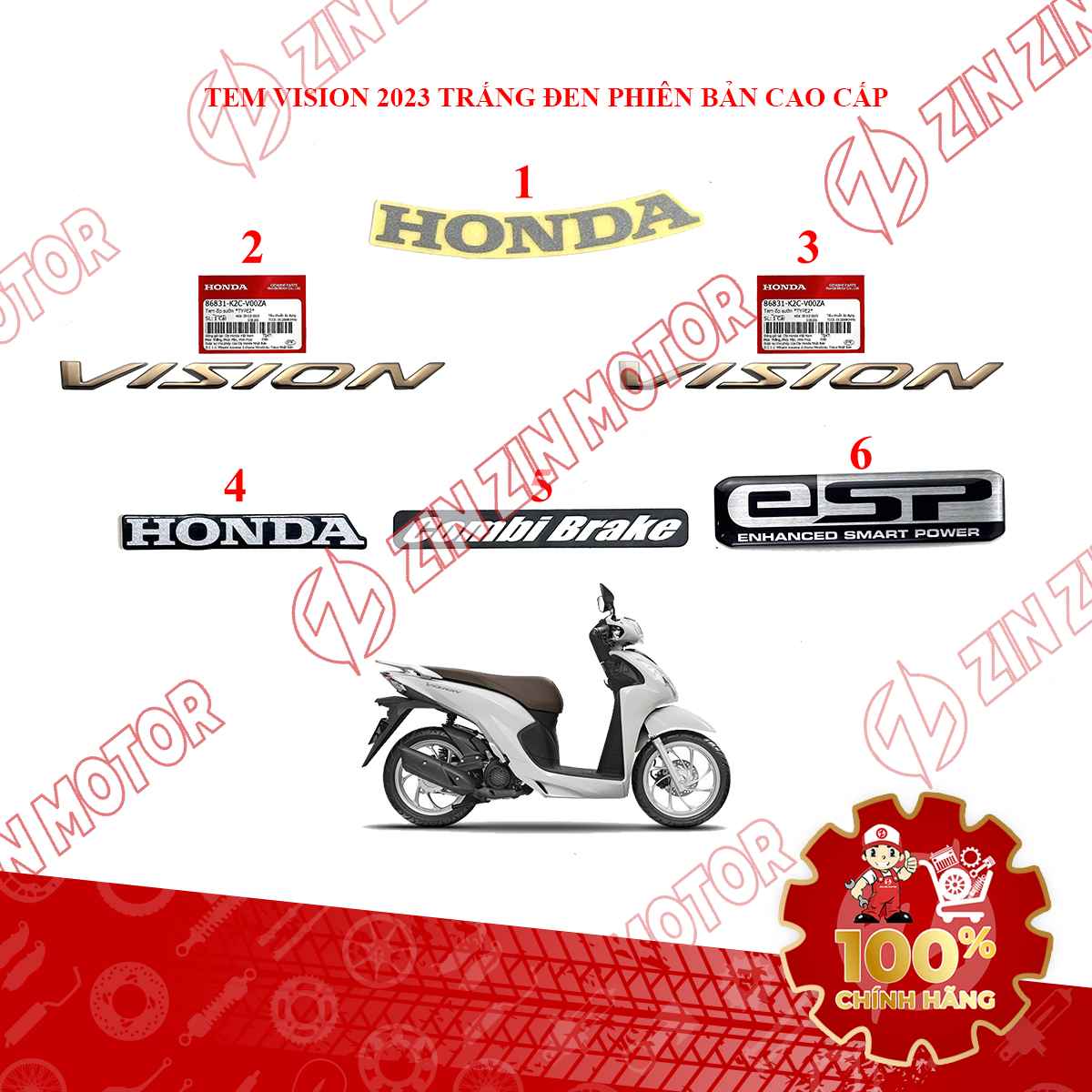 BỘ TEM XE VISION 2021 2022 2023 2024 2025 CHÍNH HÃNG