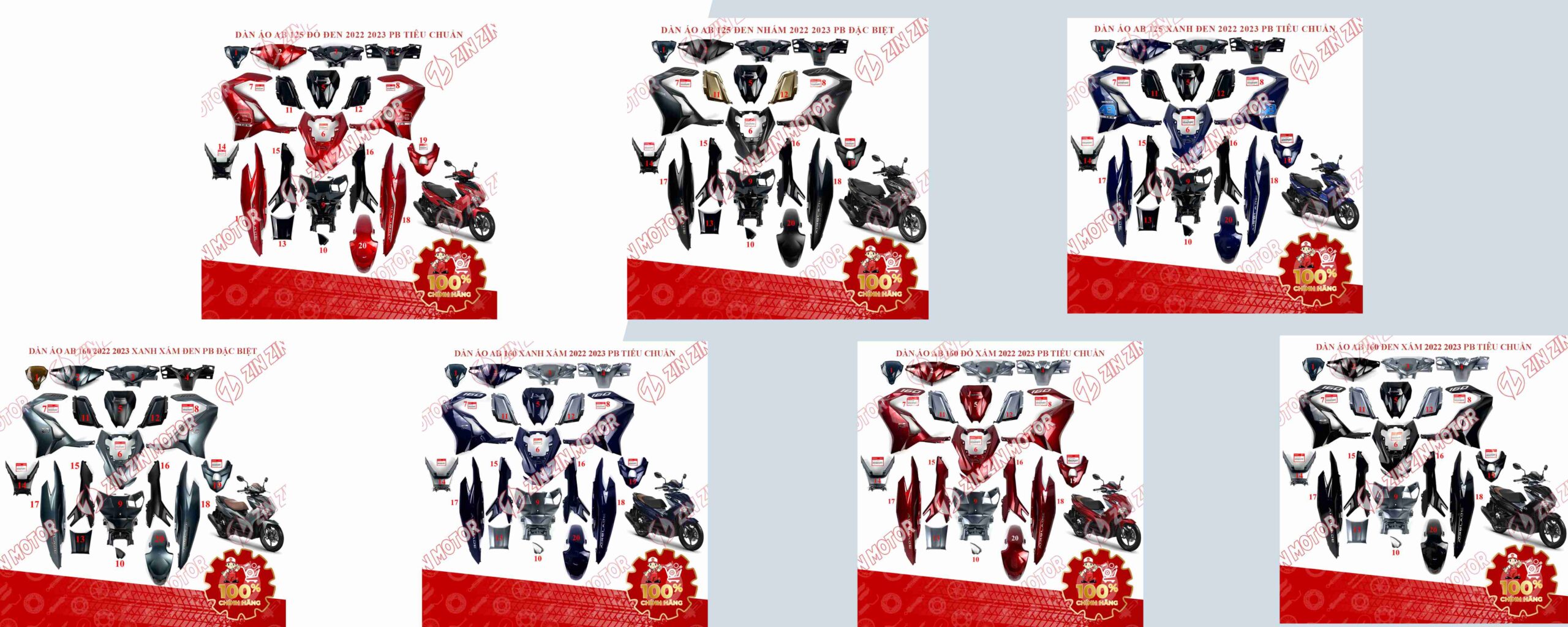 DÀN ÁO AB 125 160 2022 2023 2024 2025 CHÍNH HÃNG